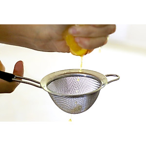 LiveFresh Fine Mesh Stainless Steel Mini Tea Strainer with Non Slip Handle - 3 inch - Ideal Size for Straining Teas and Cocktails or Sifting Flour, Sugar, Spices, and Herbs