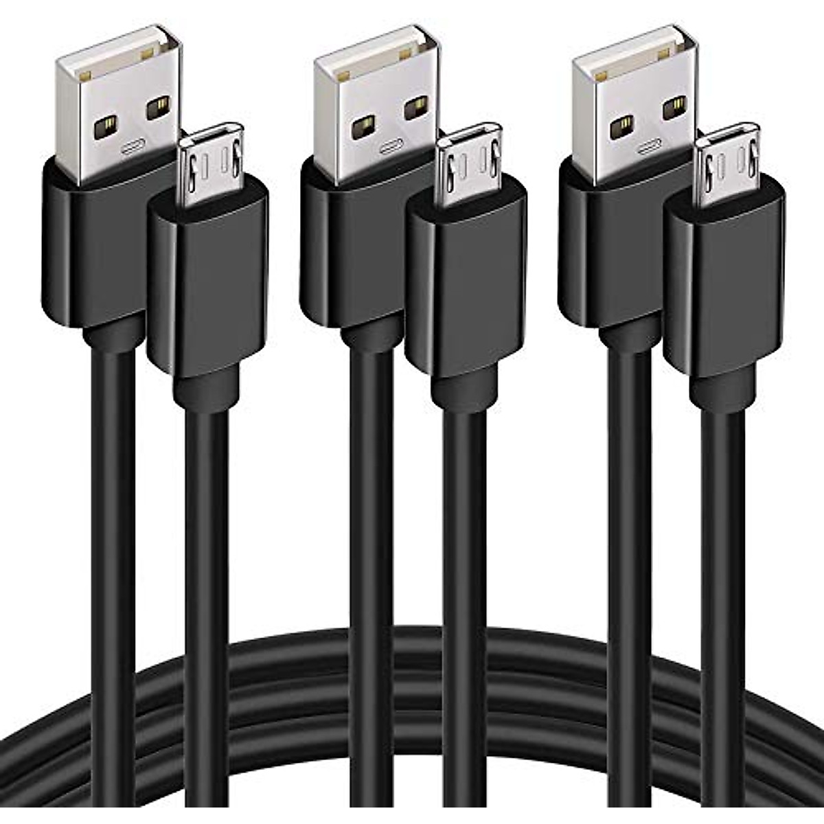 Micro USB Cable,Universal 3Pack 6ft Long Android Charger Cable, High Speed Sync Charger Cord and Micro USB Data Cord Wire for Samsung Galaxy S7 Edge, S7, S6 Edge,S6,Black