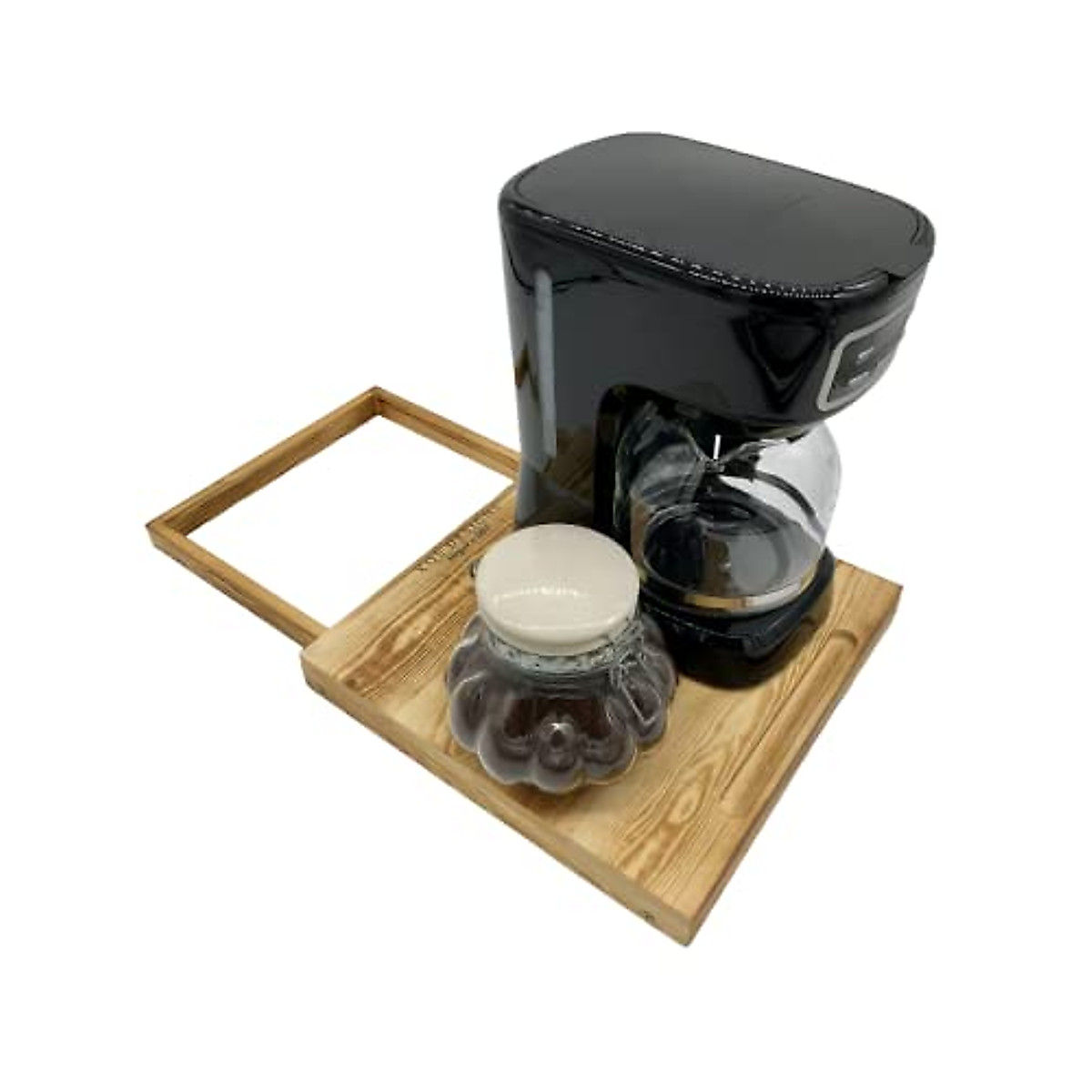 Kitchen Countertop Wooden Caddy Slider Tray | Solid Wood Tray and Frame | Smooth Rolling Wheels | Useful for Coffee Maker/Stand Mixer/Blender (13" X 13", Lightly Scorched)