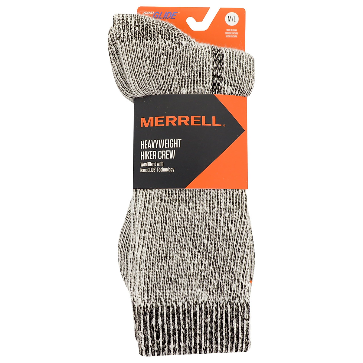 Merrell Heavyweight Merino Wool Hiking Crew Socks-Breathable Reinforced Cushion and Arch Support, Light Brown, M/L (Men's 9.5-12 / Women's 10-13)