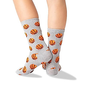 Hot Sox boys Sports Series Novelty Crew Casual Sock, Basketball (Grey Heather), 6 12 US