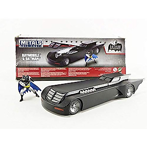 DC Comics 1:24 Batman Animated Series Batmobile Die-cast Car with 2.75" Batman Figure, Toys for Kids and Adults,Black