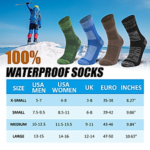 Agdkuvfhd Men Waterproof Socks for Running, Thick Warm Neoprene Quick Dry Wading Socks Fly Fishing Kayaking Water Sports Crew Socks 1 Pair (Blue, Large)