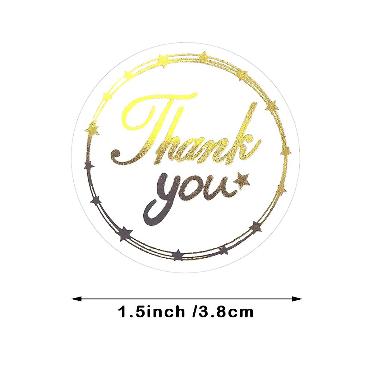 Thank You Stickers Roll 500 PCS Bokinyoung Round Transparent Gold Glitter Foil Seal Stickers 1.5 Inch Thank You Labels for Business
