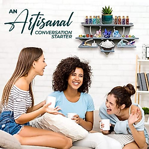 Chakral Lotus Flower Floating Shelf for Crystals, Rocks, Essential Oils, and Plants | Perfect Crystal Display Shelf for Hippie, Zen, and Spiritual Wall Decor