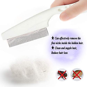Cdycam Tear Stain Remover Combs, Professional Pet Stainless Steel Grooming Brush, Undercoat Rake and Flea Dog Cat Combs, Effectively Clean Mucus and Stains (4 Packs)
