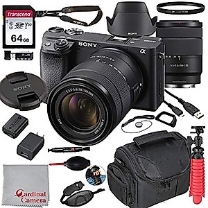 Sony Alpha a6400 Mirrorless Camera with 18-135mm Lens Bundle + 64GB Memory + (18PC Bundle)