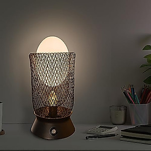 38°GARDEN LED Flame Table Lamp Battery Operated Rechargeable Ambience Lantern Metal Cage with Flickers Warm Light Touch Dimmable Bedside Lamp Cordless Nightlight Decor for Patio Porch Home Gift