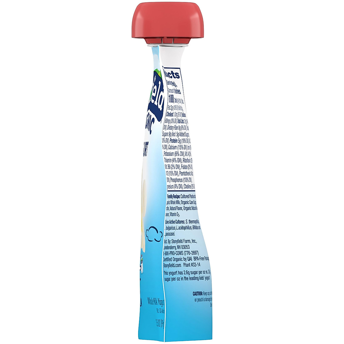 Stonyfield Organic Kids Vanilla Whole Milk Yogurt Pouch, 3.5 oz., Single Serving Snack