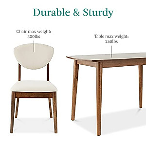 Best Choice Products 5-Piece Dining Set, Compact Mid-Century Modern Table & Chair Set for Home, Apartment w/ 4 Chairs, Padded Seats & Backrests, Wooden Frame - Brown/White