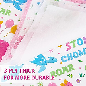 WERNNSAI Disposable Dinosaur Plates and Napkins - 48PCS Dino Party Supplies for Girls Luncheon Dinner Dessert Cake Plates Baby Shower Birthday Party Tableware Kit Serves 16 Guests