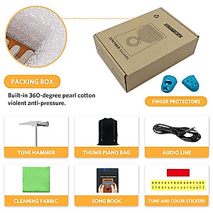 FINETHER Thumb Piano Kalimba with Audio Jack, 17 Key Koa Wood Calimba Finger Harp Piano Musical Instrument Birthday Christmas Thanksgiving Gift for Kids, Adults and Beginners