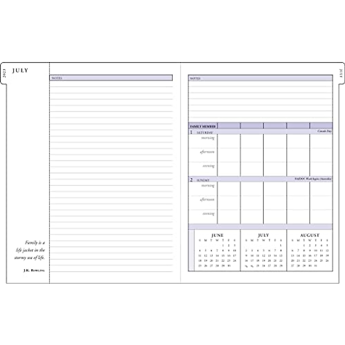 2024 Hydrangeas Family Weekly Planner (18 months, July 2023 to Dec 2024)