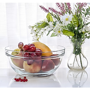 Red Co. 4.2 Quart Fully Tempered Clear Glass Mixing Bowl with Safety Rim, Large