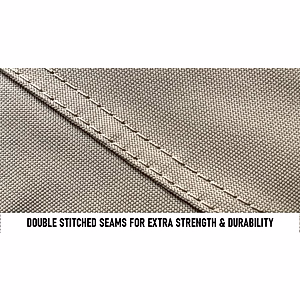 Vortex Direct Beige/Tan 22' Ultra Pontoon Boat Cover, Has Elastic and Straps, Fits 20'1" to 21' to 22' Long Deck Area, Up to 102" Beam