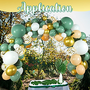Libima 117 Pcs Jungle Party Decorations Balloon Garland Arch Kit with 48 Pcs 7 Kinds Artificial Palm Leaves Tropical Fake Leaves, Monstera Leaves for Baby Shower Safari Birthday Wedding Decoration