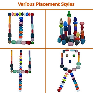 Ghims Kids Stacking Toys, 36 PCS Wooden Stacking Toys, Montessori Stacking Toys for Toddles, Balancing Stone Rocks Building Blocks Educational Preschool Toys, Colorful Game Lightweight Puzzle Set