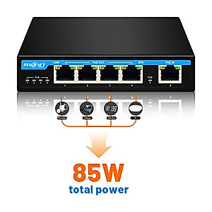 PX204 4 Port Gigabit PoE Extender with IEEE802.3af/at/bt Standard 1 Port 90W in 4 Port 30W Out PoE Repeater for Camera,VOIP
