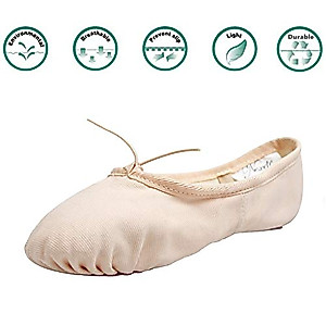 Nexete Ballet Shoes Slippers Classic Canvas Split-Sole Dance Slippers for Toddler Kid Girl Boy Women (Women 12, Ballet Pink)