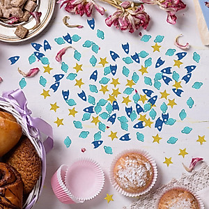 Space Theme Birthday Confetti Glitter, Rocket Star Space Table Confetti, Baby Shower Paper Scatter, Children 1st 2nd 3rd Birthday Party Table Decorations Confetti, 120pcs