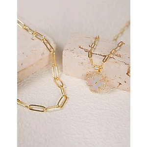 ITS4YEO Four Leaf Clover Pendant Necklace Double Layer Chain 14K Gold Plated Birthday Valentine's day Jewelry Gift for Women Wife