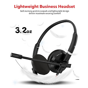 NUBWO HW03 USB Headset with Noise Canceling Microphone for PC, in-line Controls, Lightweight Wired Headset for PC, Mac, Laptop on Home, Office, Classroom, Chat, Online Class, Meeting