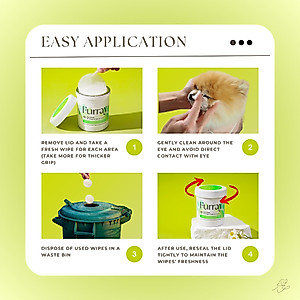 Furray Eye Cleaning Wipes for Dogs and Cats 180 Count | Small-Medium Breeds | Gentle & Effective Gunk & Debris Removal | Reduces Tear Stains | Hypoallergenic, pH-Balanced, Non-Scented with Aloe