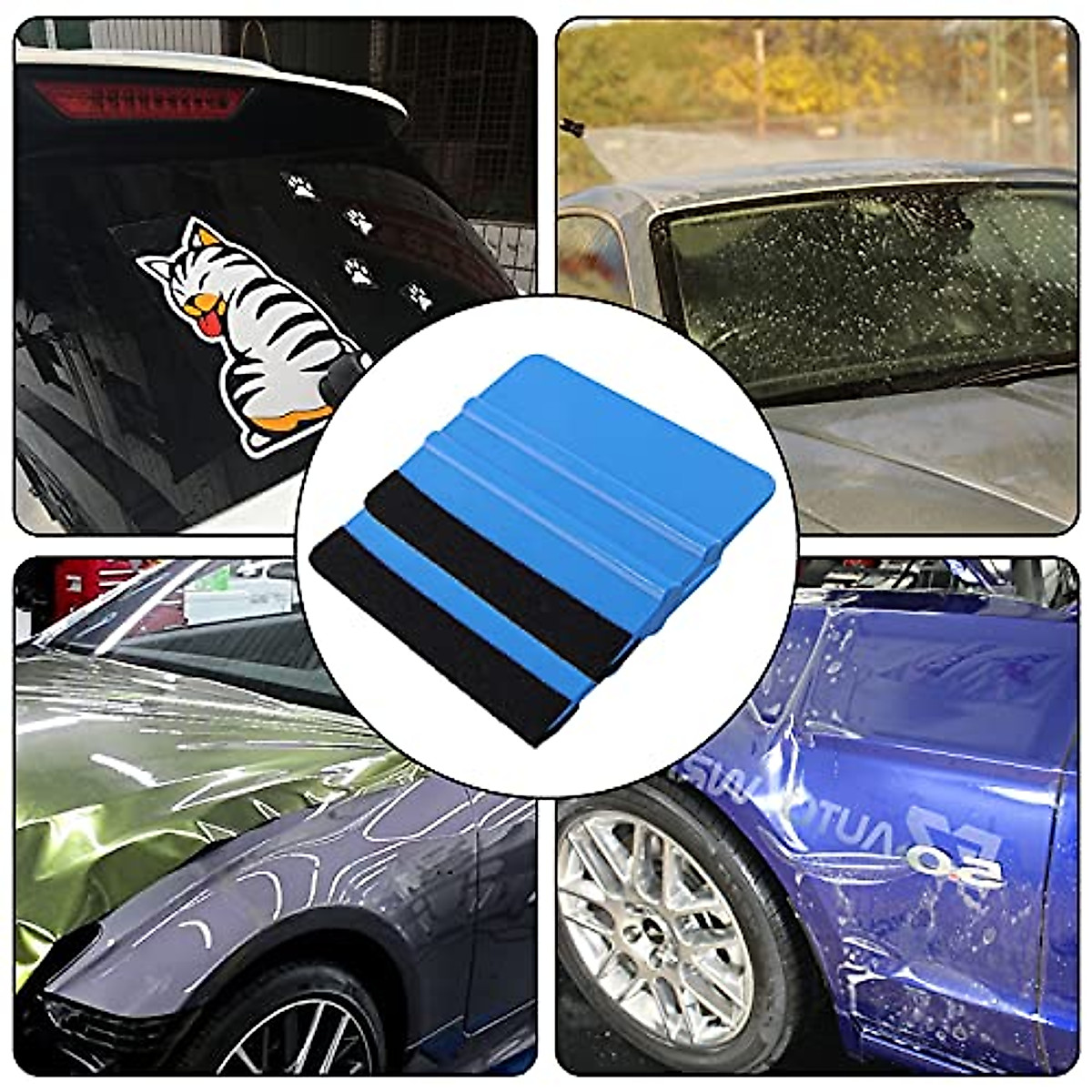 Zorfeter 5 Pcs 4 Inch Felt Edge Squeegee, Car Vinyl Scraper Decal Applicator Tool for Window Tint, Wallpaper, Decal Sticker Installation, with Black Felt Edge