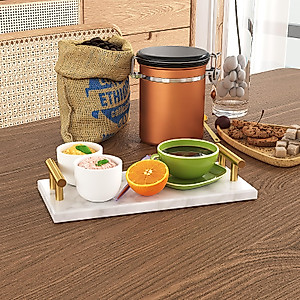 XZHXFX Guest Towel Holder Tray for Bathroom,Marble Tray with Handles -Napkin Holder for Bathroom & Kitchen - Bathroom Tray -Toilet Paper Organizer,Tray for Living Room & Cosmetic(Gold,Small)