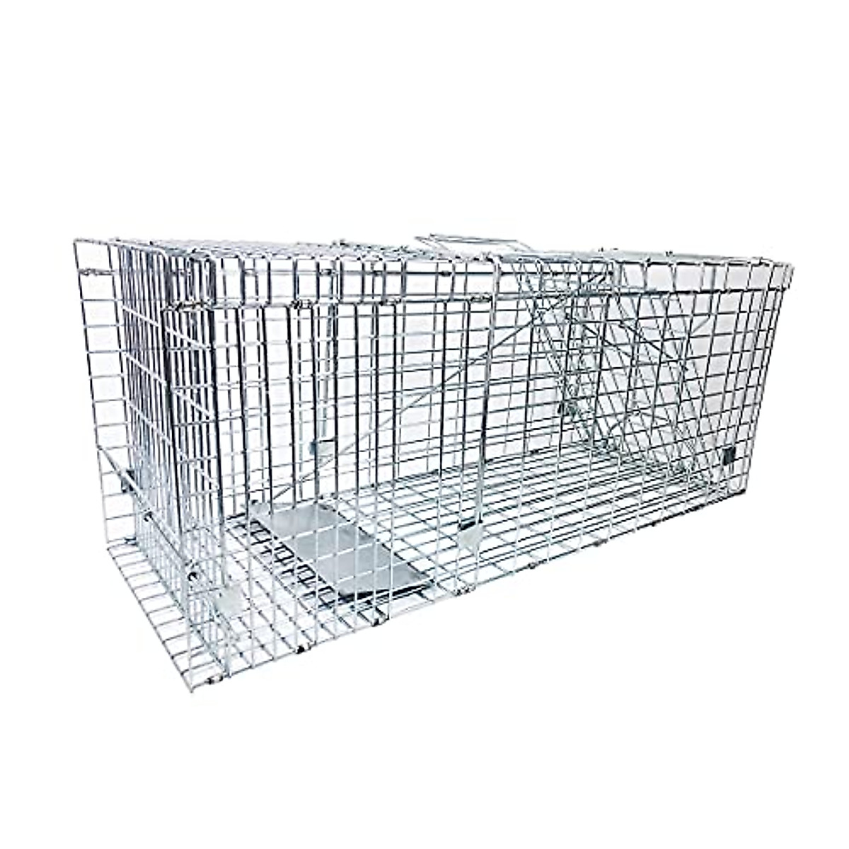 Large Collapsible Humane Live Animal Cage Trap No-Kill Trapping Kit for Humane Catch Release Rabbits, Stray Cat, Squirrel, Raccoon, Other Fit Sized Animals, Heavy Duty, 2-Door -31" x 11.5" x 12.5"