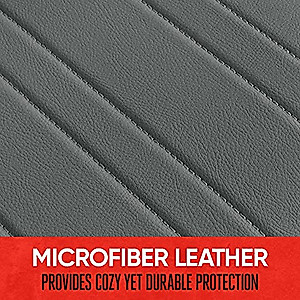 Motor Trend Seat Covers for Cars Trucks SUV, Faux Leather 2-Pack Gray Padded Car Seat Covers with Storage Pockets, Premium Interior Seat Cover