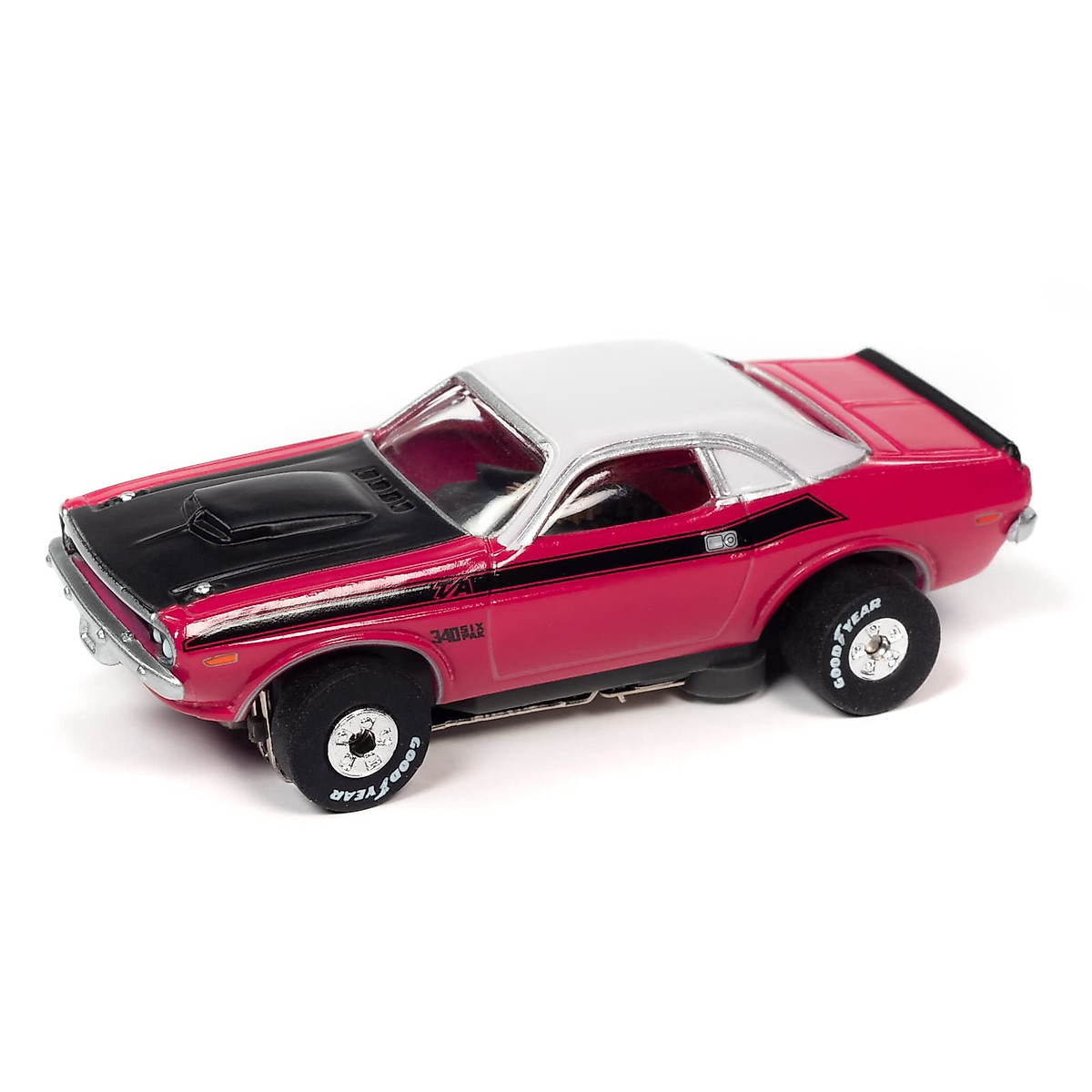 Auto World Thunderjet OK Used Cars 1970 Dodge Challenger T/A Panther (Pink) HO Scale Slot Car