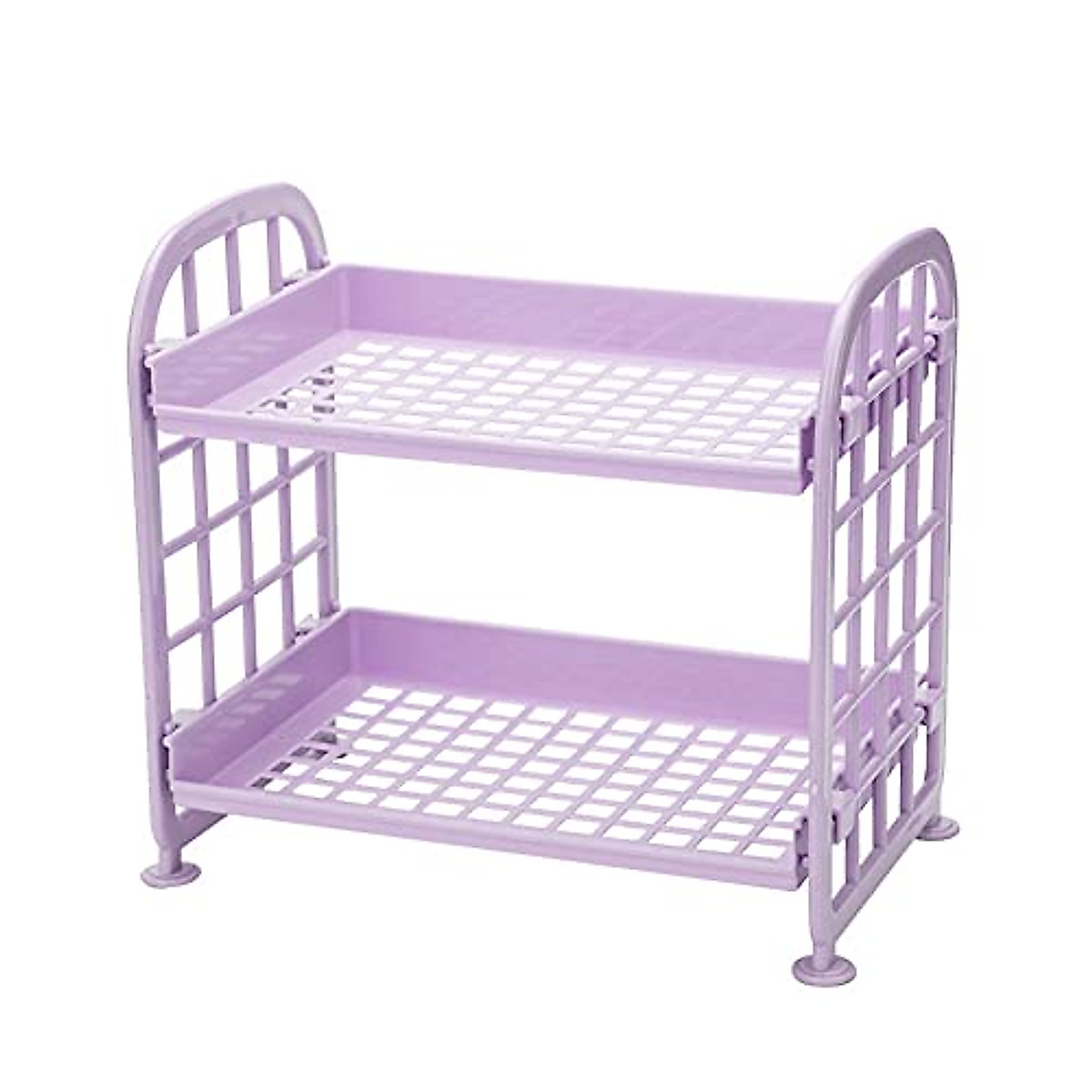 lasenersm 1 Piece Plastic Bathroom Storage Shelf 2 Layer Desktop Shelf Bathroom Countertop Organizer Cosmetic Makeup Storage Rack Home Organization Storage Shelf Holder, Purple