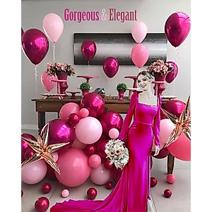 FROUFING Pink and Gold Balloon Garland Arch Kit 117Pcs Chrome Pink With Rose Gold confetti balloons and star for Sweet Girl baby shower women 15/16/21th birthday Party Decorations