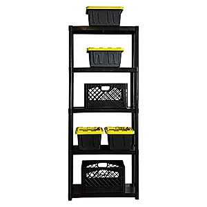 Juggernaut Storage 30"W x 14"D x 70"H 4-Shelf Resin Shelving Unit, 600 lb Capacity Black