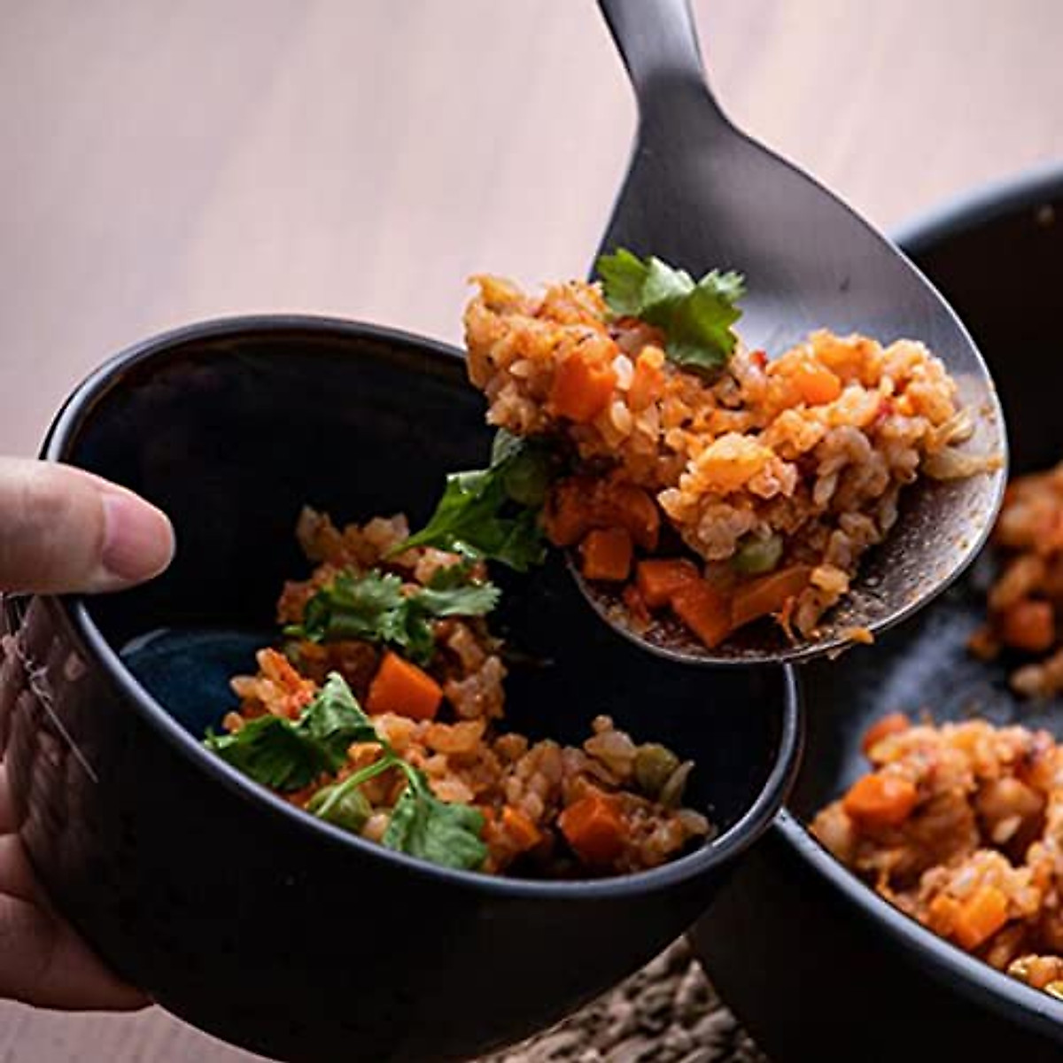 Cabilock Rice Paddle Spoon Non- Stick Food Serving Spoon Stainless Steel Rice Spoon Scoop Kitchen Utensils for Home Restaurant Hotel Silver