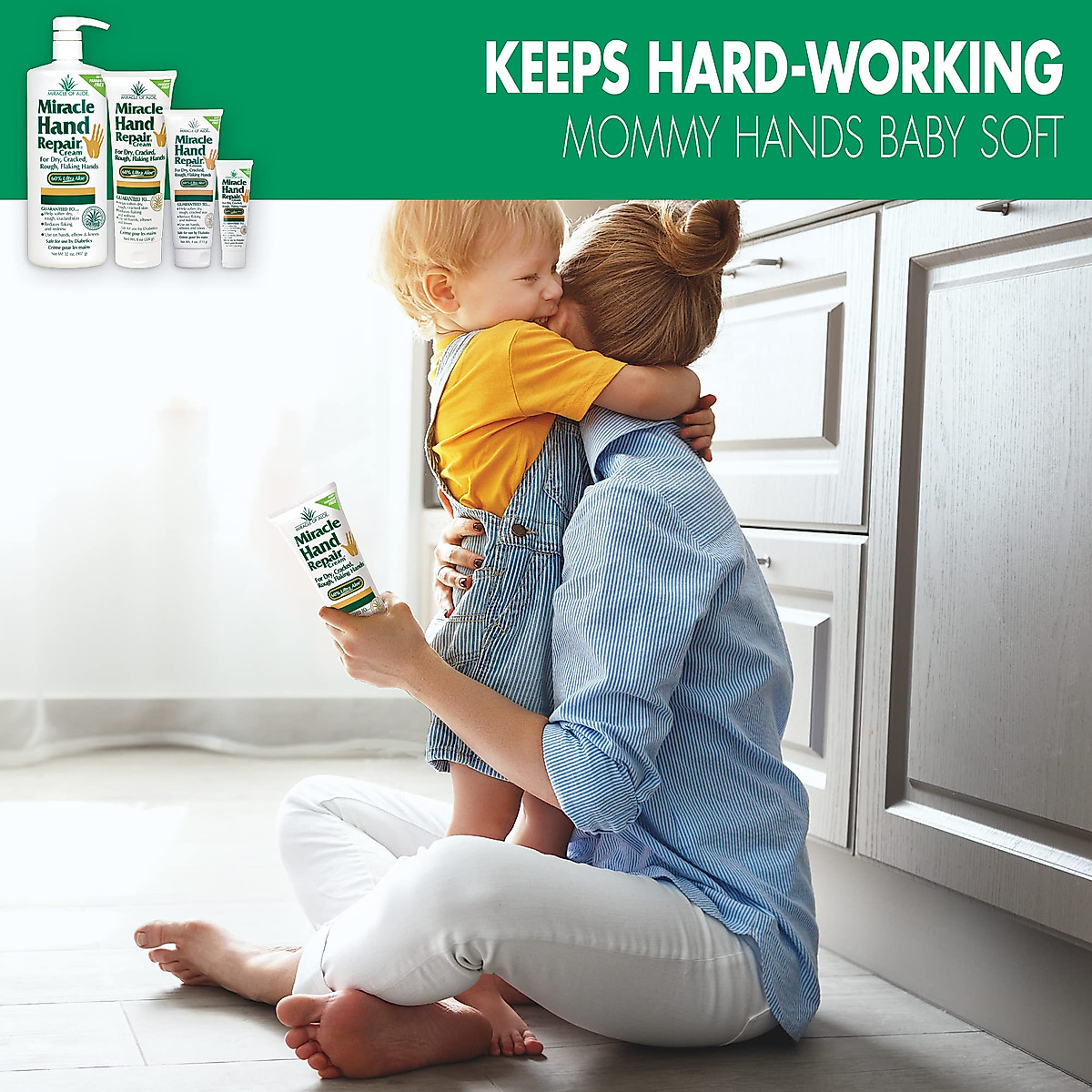 Miracle of Aloe Miracle Hand Repair Cream 8 oz Healing Aloe Vera Lotion for Dry, Cracked Hands with 60% Ultra Aloe Gel - Moisturizes, Softens, and Repairs - Non-Greasy, Lightly Scented (2-Pack)