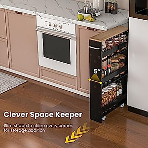 GLOBALWAY 4 Tier Slim Storage Cart, Mobile Shelving Unit Organizer with Wheels & Handle, Rolling Utility Cart for Kitchen Bathroom Laundry Narrow Places, Space Saving