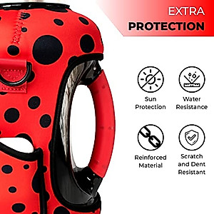 DR.HYDRO 3.2L Water Bottle One Gallon Sleeve Jug Insulated Neoprene Cover Large 108oz Holder with Shoulder Strap for Gym and Workout (Lady Bug)