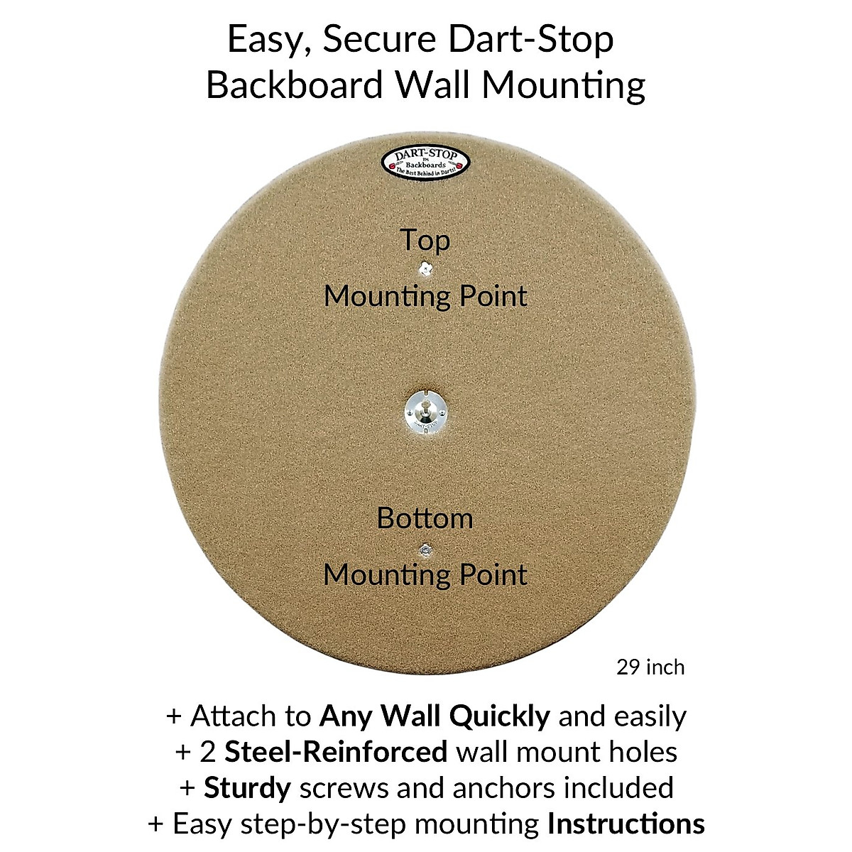 Dart-Stop 29 inch Round Black Pro Dart Board Backboard | Wall Protector | Dartboard Surround