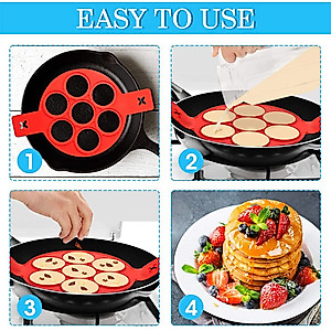 Nonstick Pancake Molds Ring Silicone Fried Egg Mould Reusable Pancake Maker Egg Ring Kitchen Cooking Baking Tools (Round Shape)