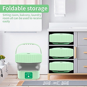 MINDORE Portable Washing Machine, 6.5L Large Capacity, 3 Modes of Deep Cleaning, Mini Washing Machine Suitable for Washing Baby Clothes, Underwear, Socks, Suitable for Apartment Camping Travel, Green