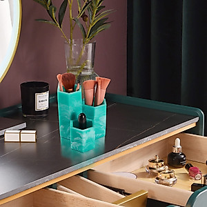 SZYRL Toothbrush Holder for Bathrooms Toothpaste Holders Stand Bathroom Organizer for Toothbrush Makeup Brushes Holder Resin of Marble Pattern