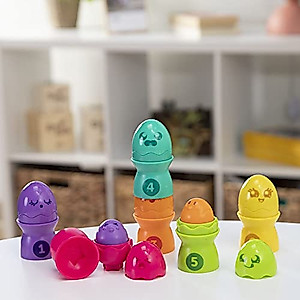 Fat Brain Toys Toomies Hide & Squeak Egg Stack - Sort 'n Match Egg Stackers Baby Toys & Gifts for Ages 1 to 10