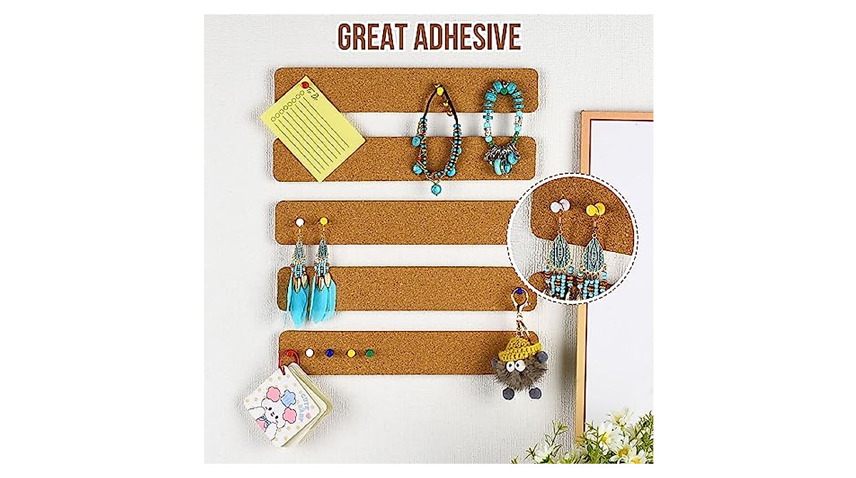 6 Pack Self-Adhesive Cork Board Strips for Home & Office