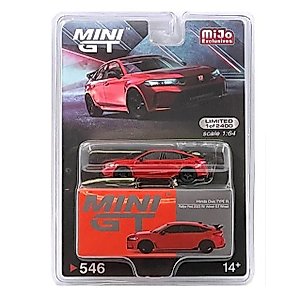 True Scale Miniatures Model Car Compatible with Honda Civic Type R Rallye 2023 W/Advan GT Wheel Red Limited Edition 1/64 Diecast Model Car MGT00546