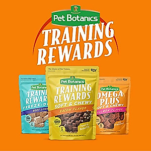 Pet Botanics Training Rewards Treats for Dogs, Made with Real Pork Liver, Focuses, Motivates, Rewards, Speeds Up Learning Curve, No BHA, BHT, Ethoxyquin, Bacon, 20 oz (1 pack)