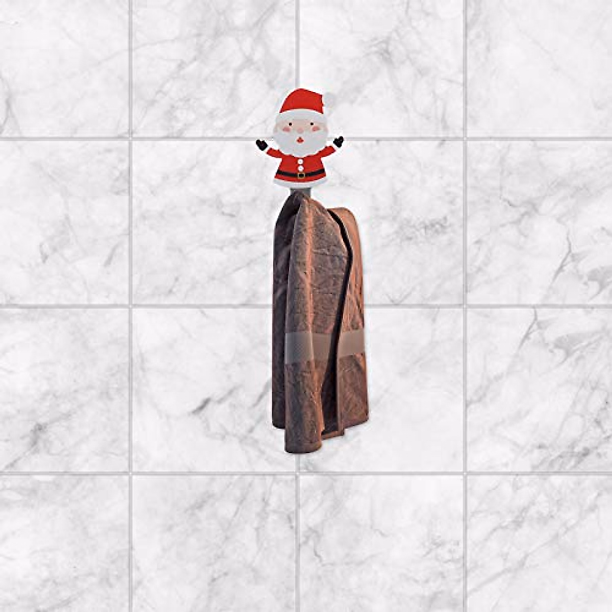 Cabilock 4Pcs Christmas Wall Hooks Santa Claus Metal Wall Hanger Christmas Wall Key Rack Holder Towel Coat Hooks for Door Bathrooms Key Robe Bag