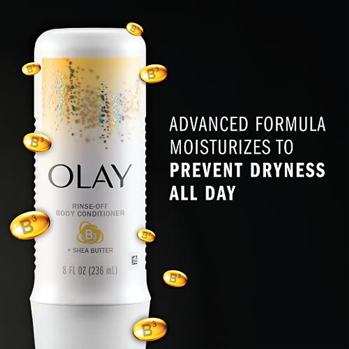 Olay In-Shower Rinse-Off Body Conditioner for Dry Skin with B3 and Shea Butter for Lasting Hydration, 8 Fl Oz (Pack of 6)
