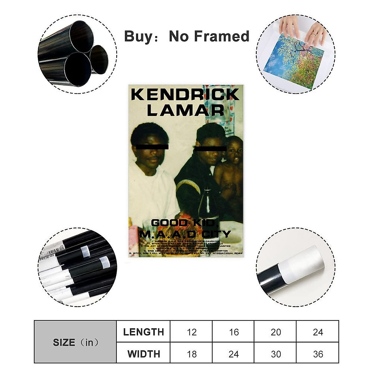 Kendrick Lamar Poster Good Kid, M.A.A.D City Album Cover Posters Canvas Poster Bedroom Decor Sports Landscape Office Room Decor Gift Unframe: 12x18inch(30x45cm)